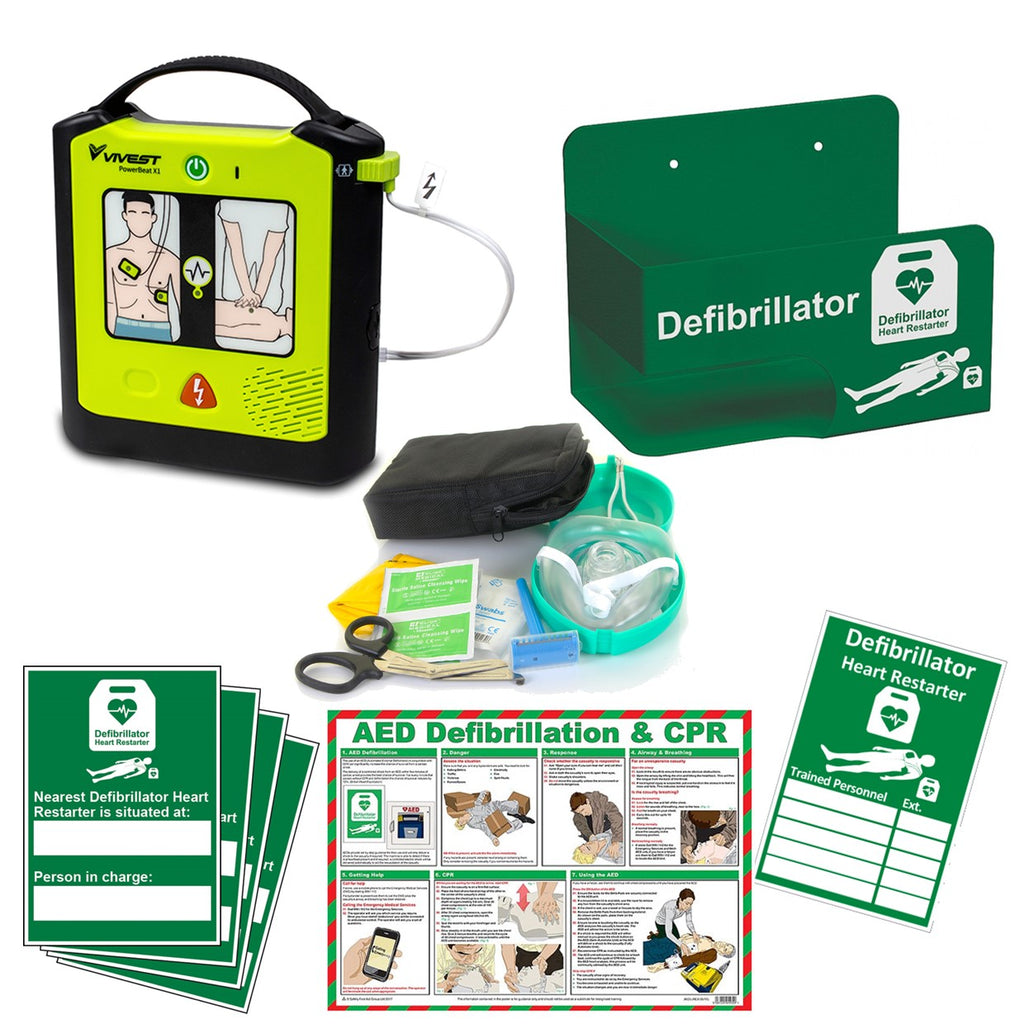 Semi-Automatic Defibrillator AED Indoor Kit with Wall Bracket, Prep Ba
