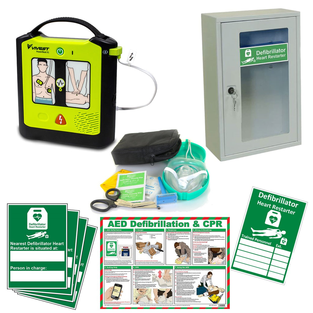 Semi-Automatic Defibrillator AED Indoor Kit with Wall Cabinet & Key, P