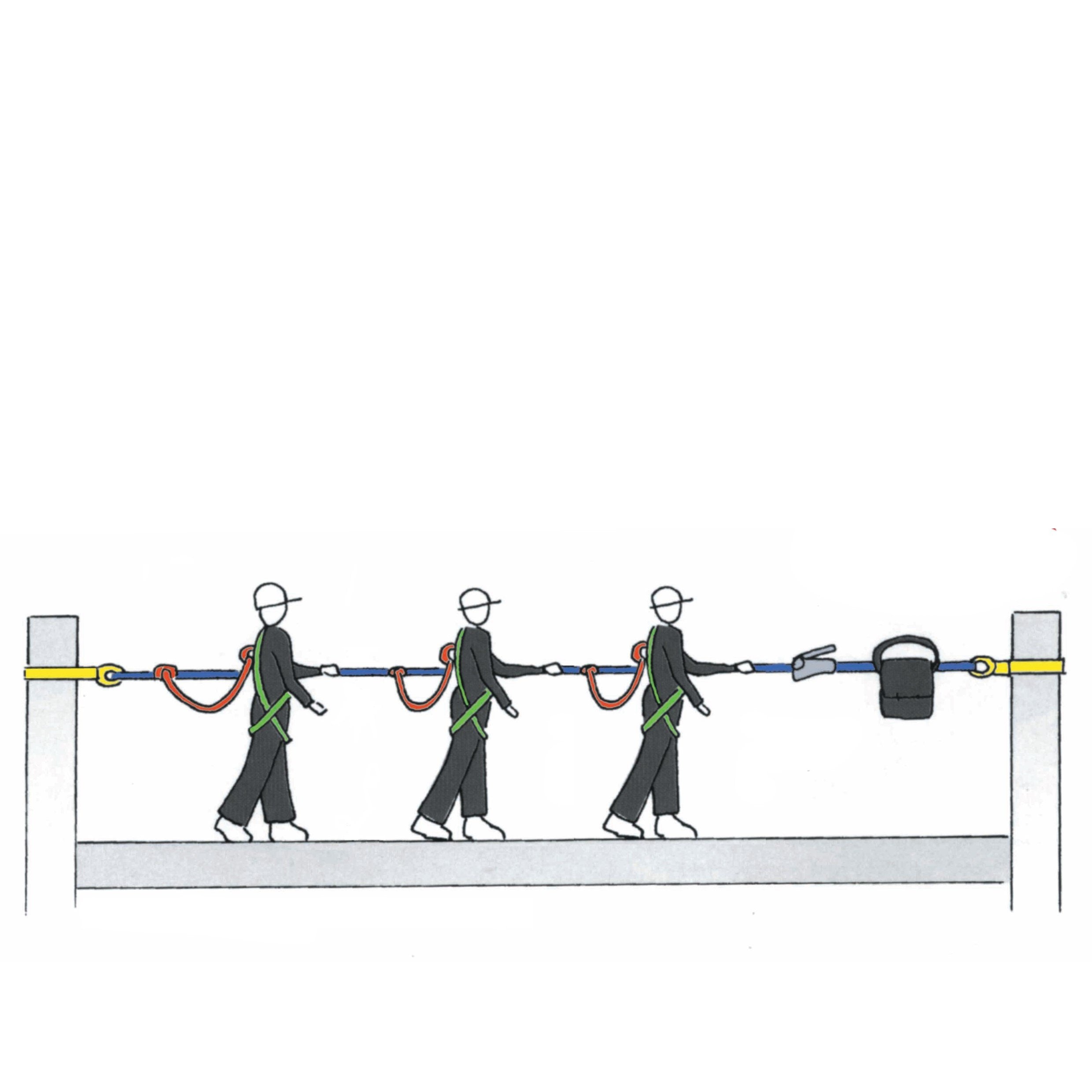 BIGBEN® Horizontal 20m 3 Man Temporary Webbing Lifeline