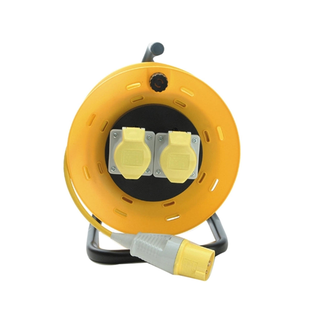 25m Extension Lead 110V with 2 x 16 Amp Outlets and rubberised drum