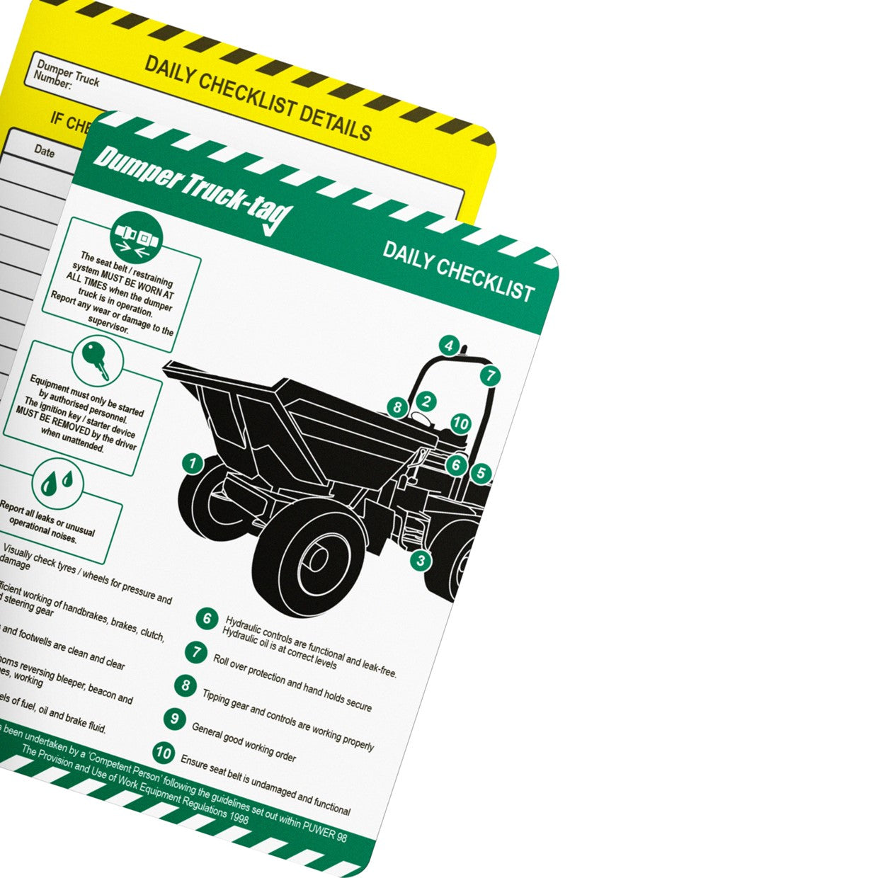 Dumper Truck Inspection Insert - Pack 10