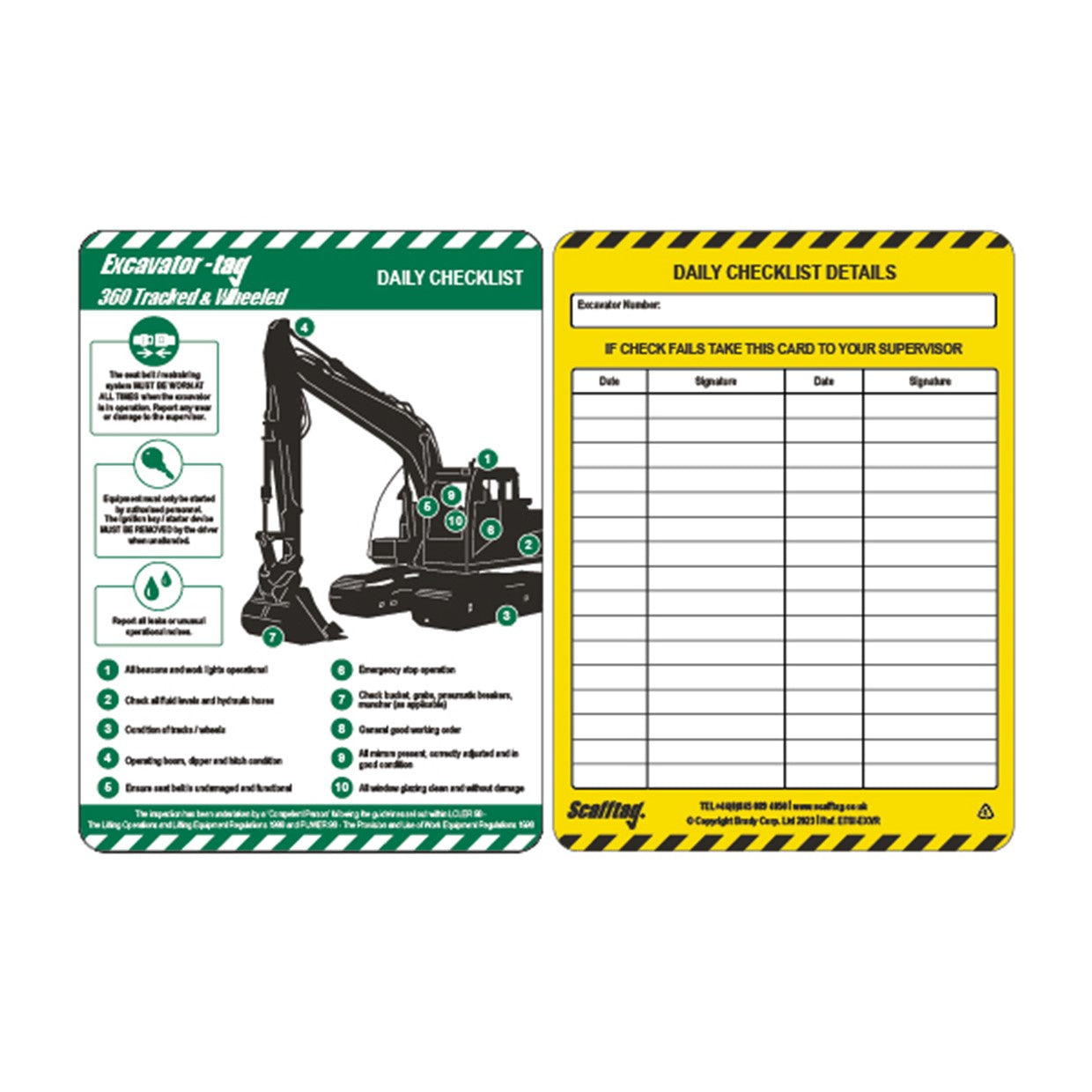 Excavator Tag Insert - Pack 10