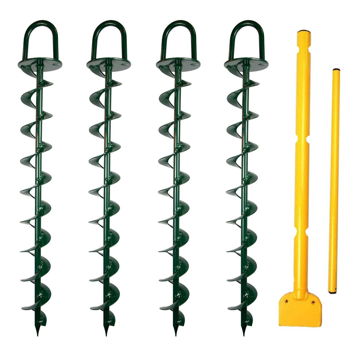 4x Hurricane Ground Anchors & Driver - 500mm Heavy Duty 560kg BIGBEN ...