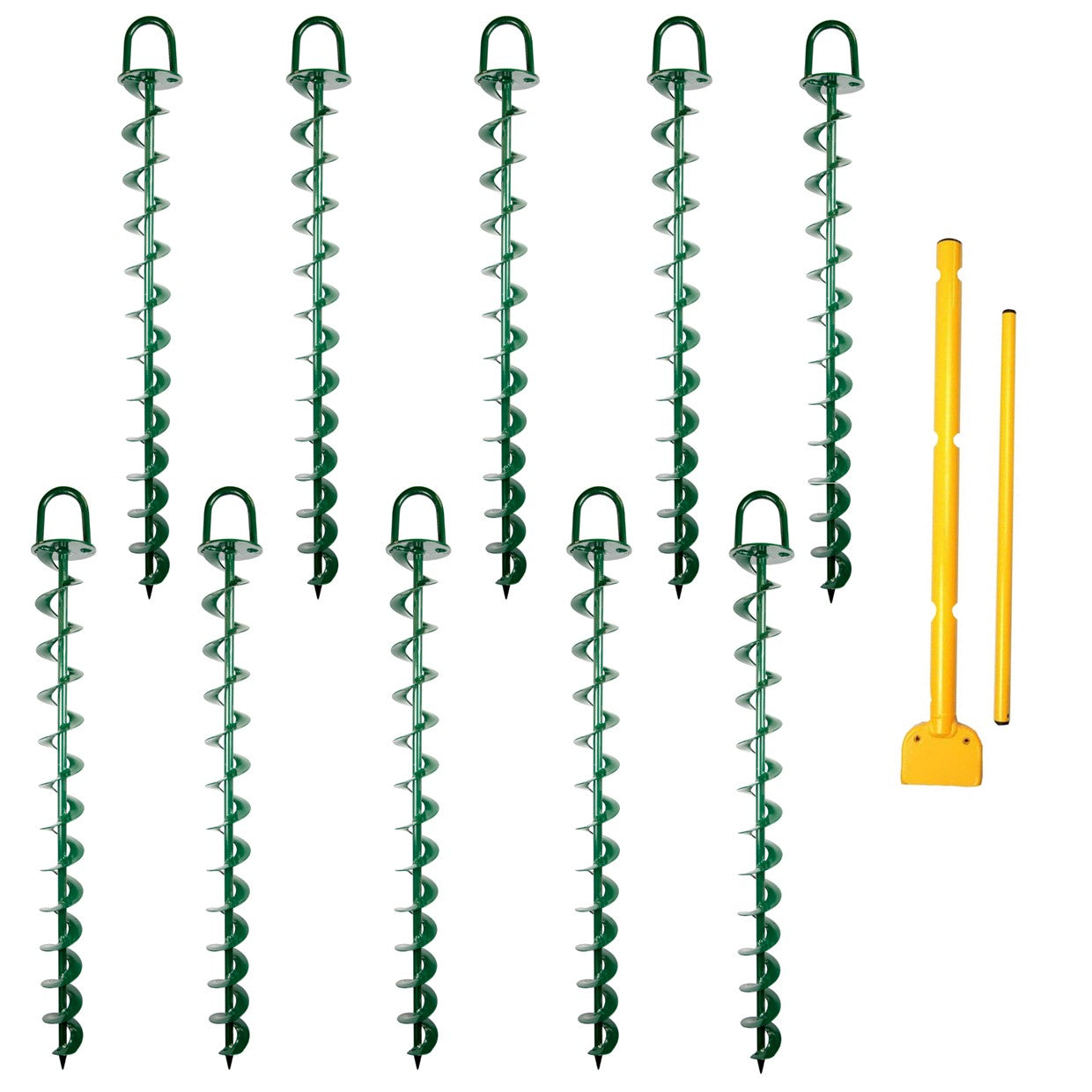 10x Hurricane Ground Anchors & Driver - 500mm Heavy Duty 560kg BIGBEN ...