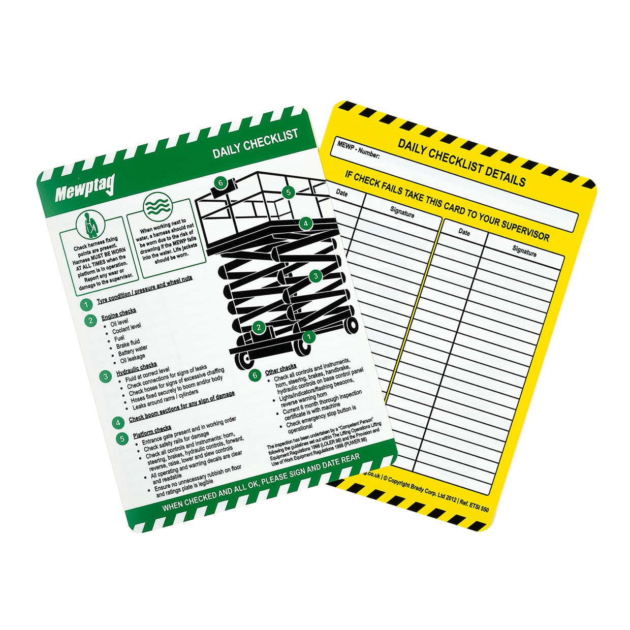 MEWP Tag Inserts - Pack 10