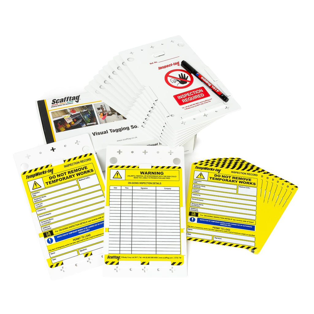 Temporary Works Tag Kit (10 holders, 10 inserts, 1 pen)