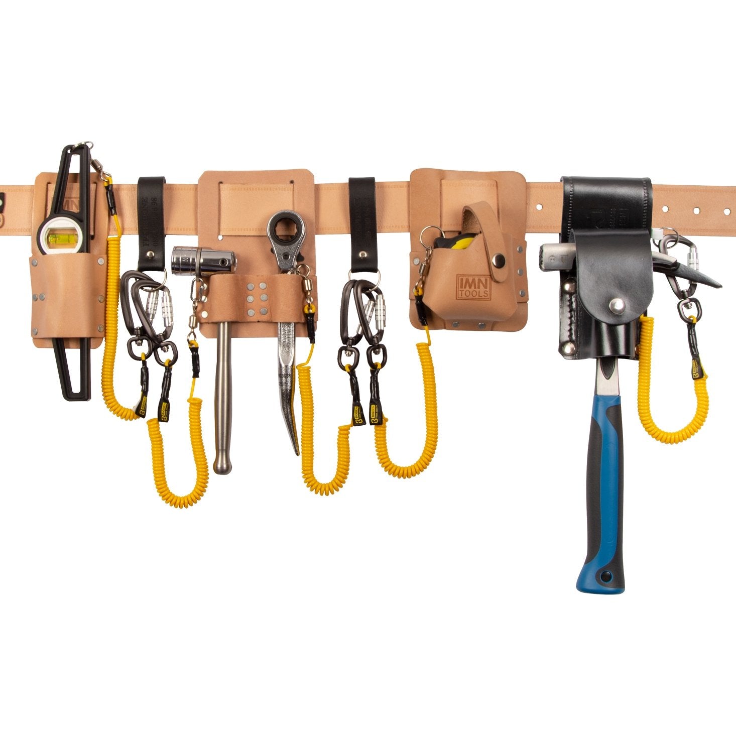 IMN Contractors Leather Tethered Tool & Belt Set with Hammer - Natural