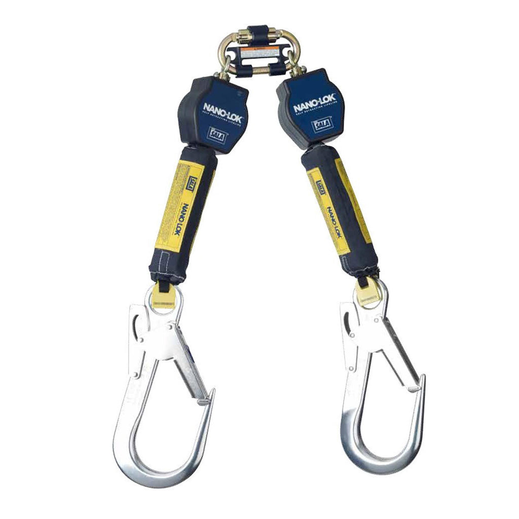 Nano-Lok™ Twin Retractable Lanyard (2m) with Scaffhooks & Carabina