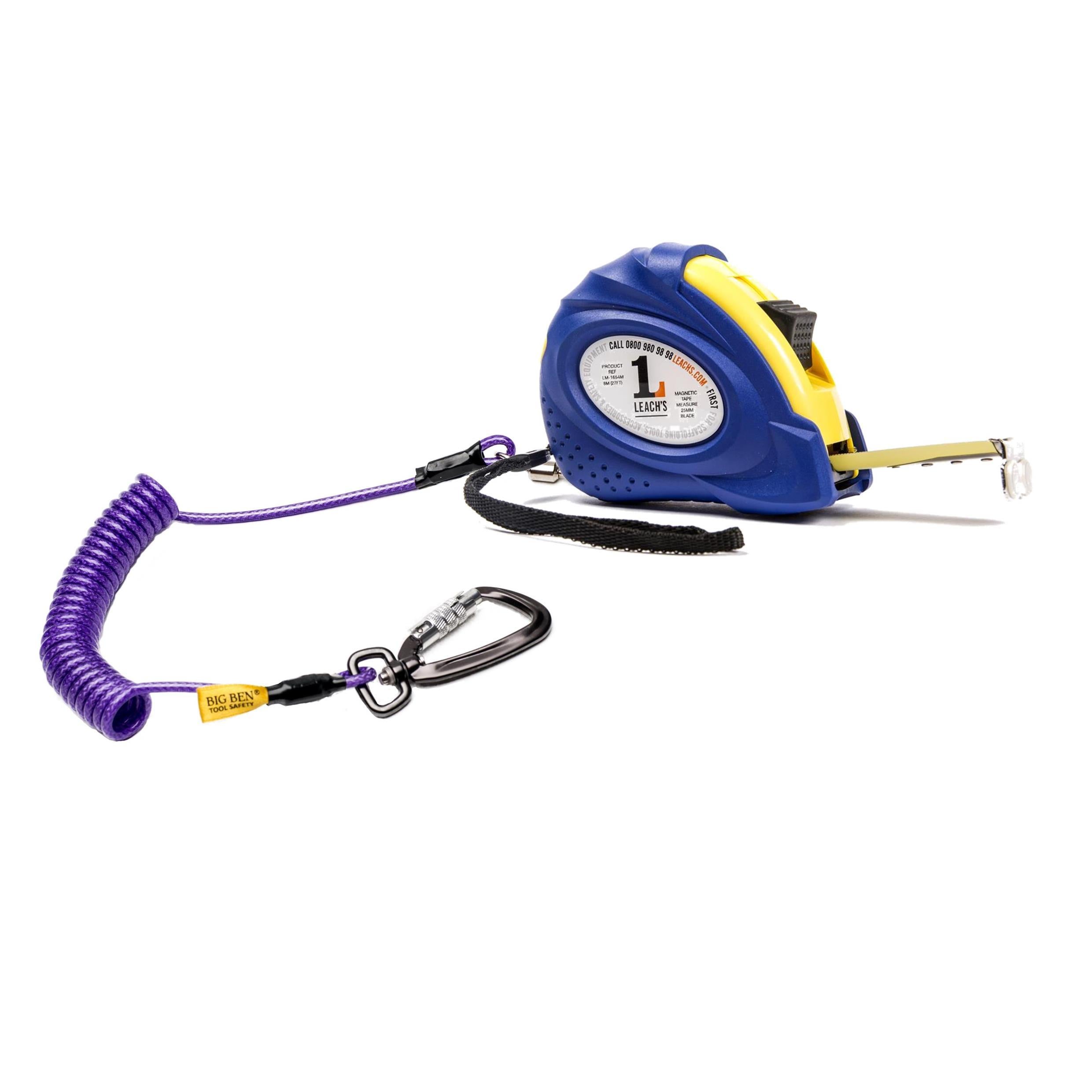 Leach s 5m Magnetic Tape Measure comes with Purple Deluxe Tool Tether with Locking Carabina