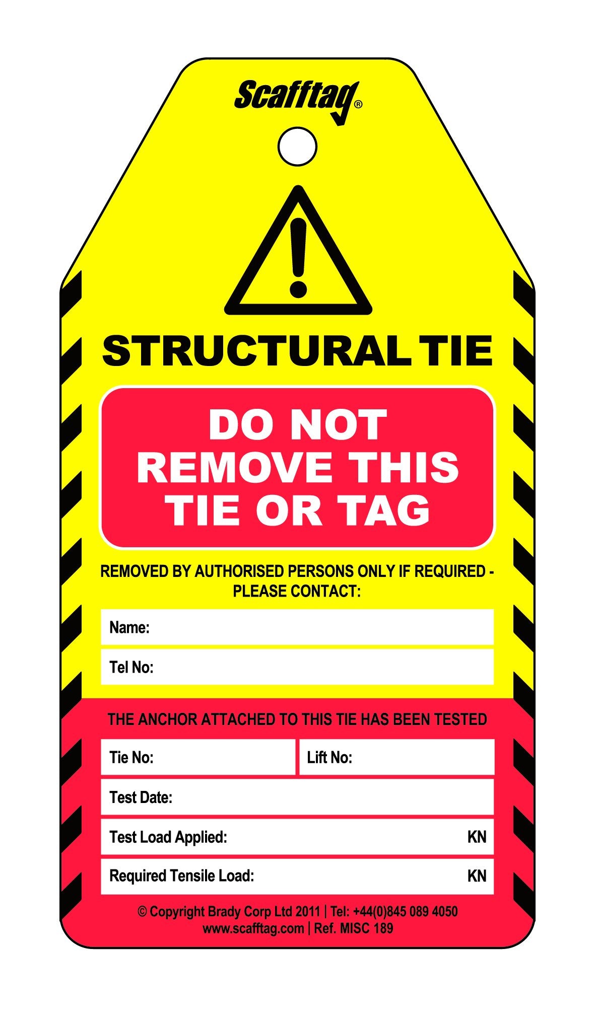 Tie Warning Test Tag - 50 Pack